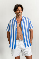 Light Blue Striped Nashie | Men’s Short Sleeve Rashie Alternative